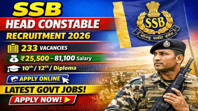2026 SSB head constable (non-GD) recruitment notification released