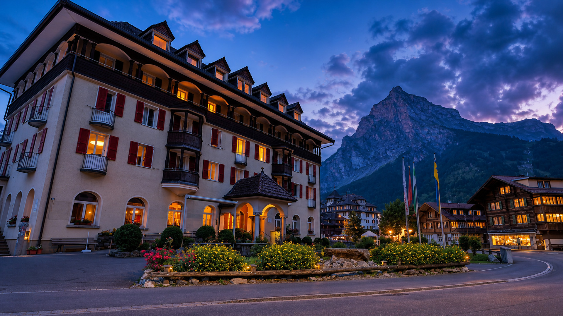 Kandersteg Switzerland glows on a peaceful evening walk (4K)