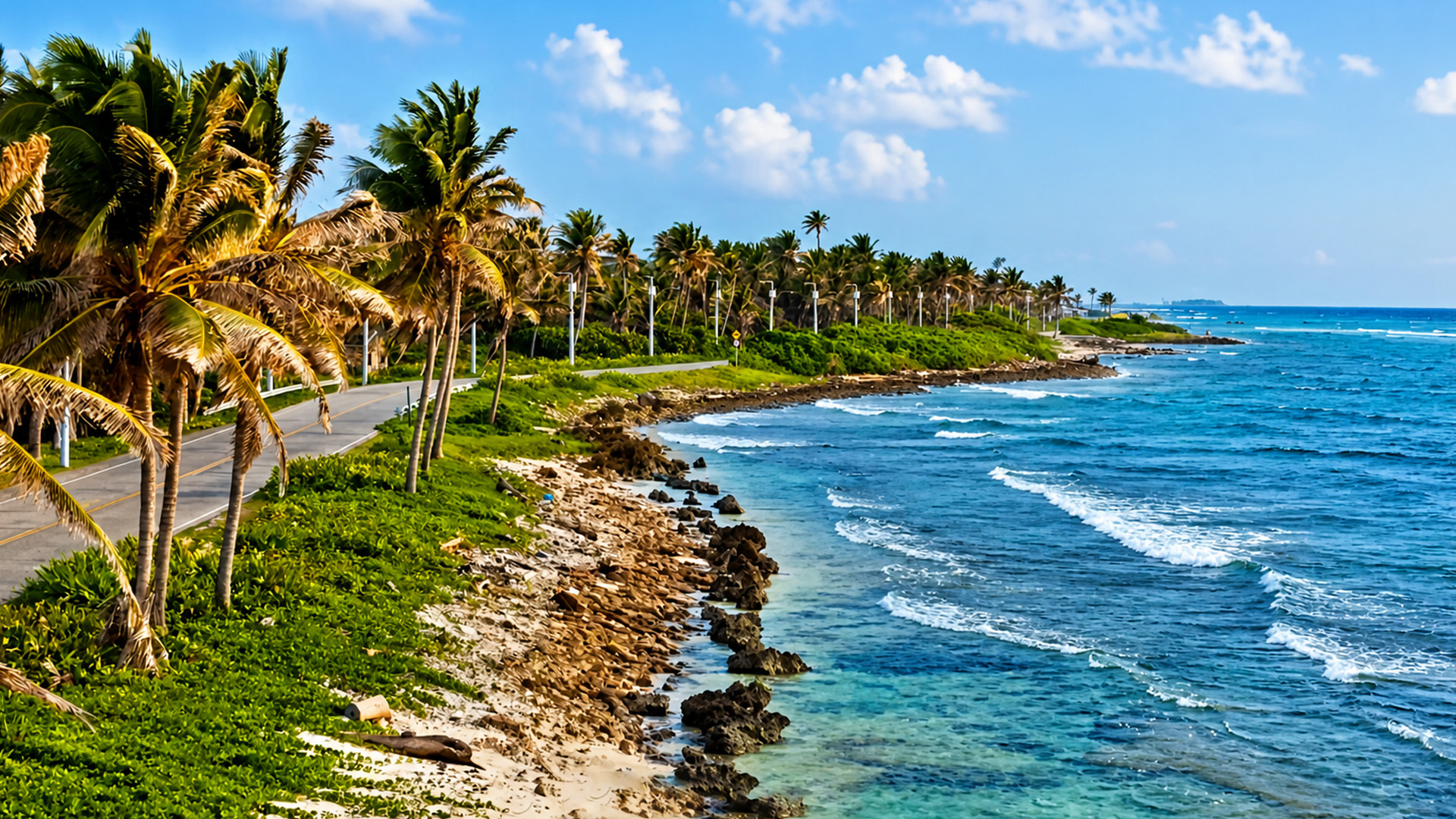A Caribbean island where the ocean changes colors