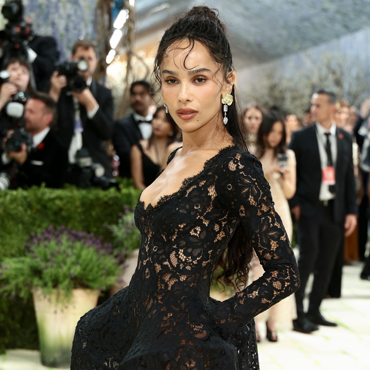 Zoë Kravitz turns bridal lace gothic on the Met Gala red carpet