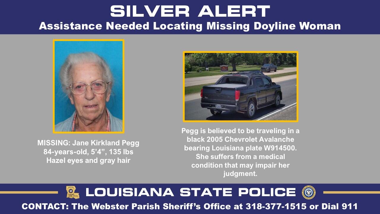 Louisiana State Police cancels Silver Alert for 84-year-old woman
