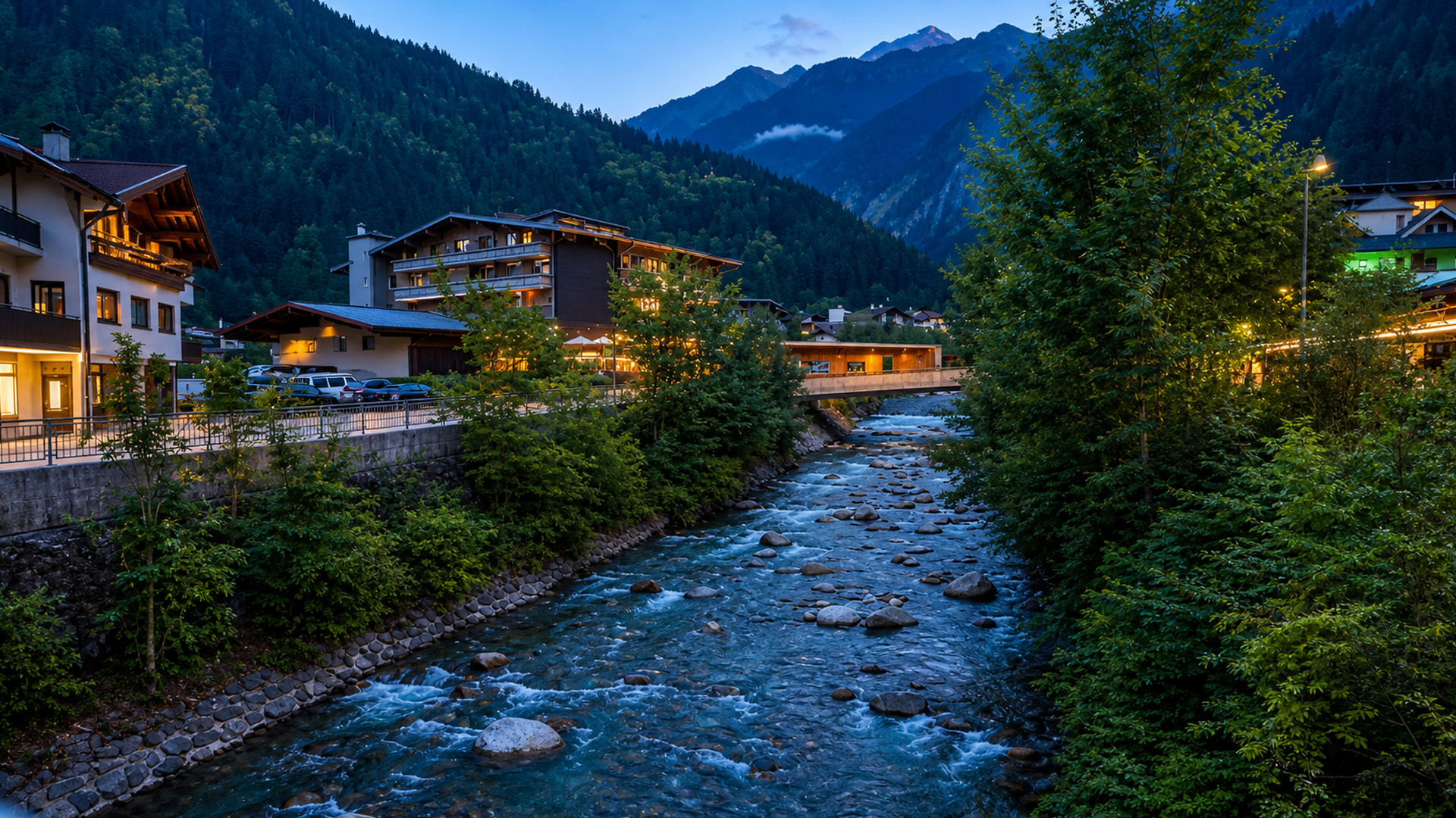 Discover the quiet beauty of Mayrhofen at night (4K)
