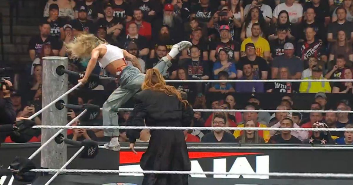 Watch: Sol Ruca slips during finisher on Becky Lynch during RAW ...