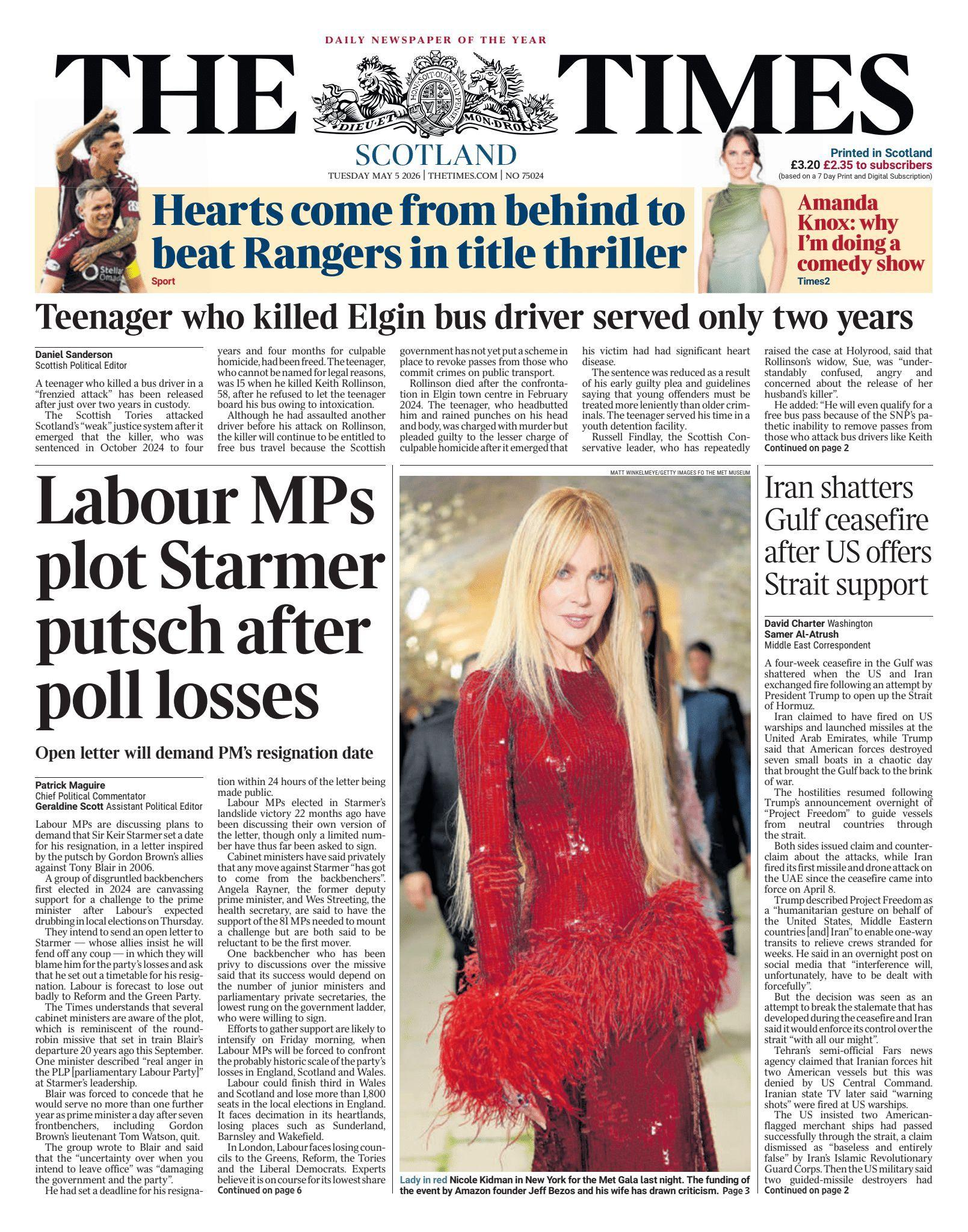 Scotland's papers: Ambulance waits 'high risk' and Labour MPs 'plotting'