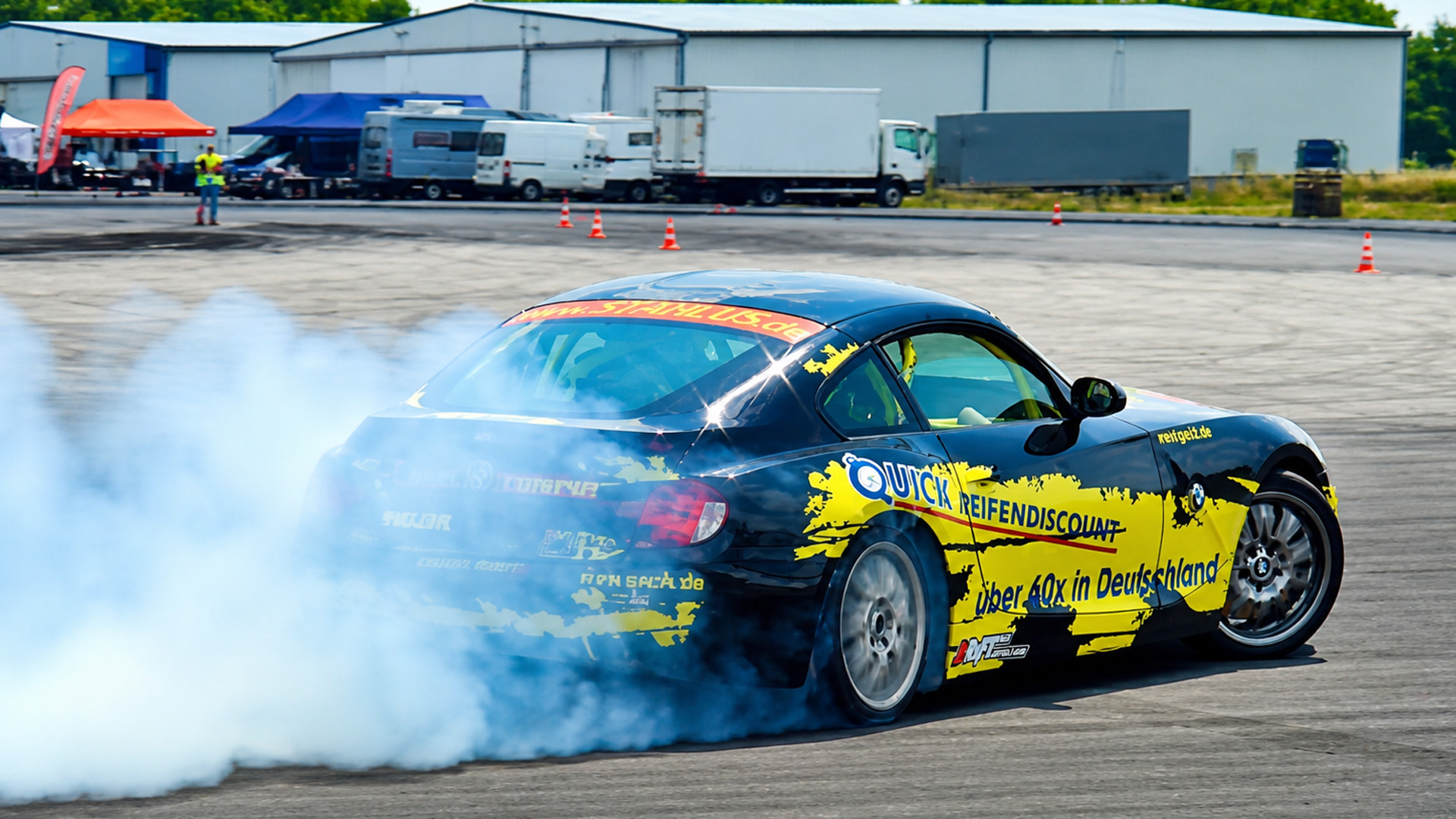 This BMW filled the entire track with smoke
