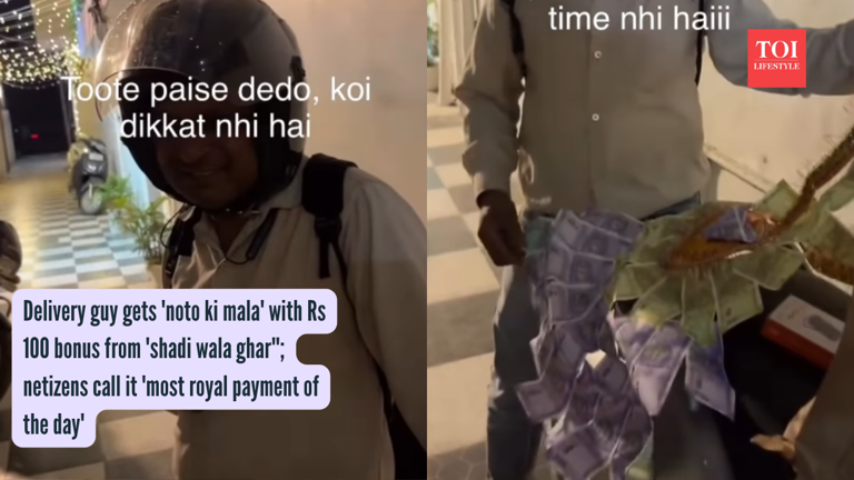 Delivery guy gets 'noto ki mala' with Rs 100 bonus from 'shadi wala ...