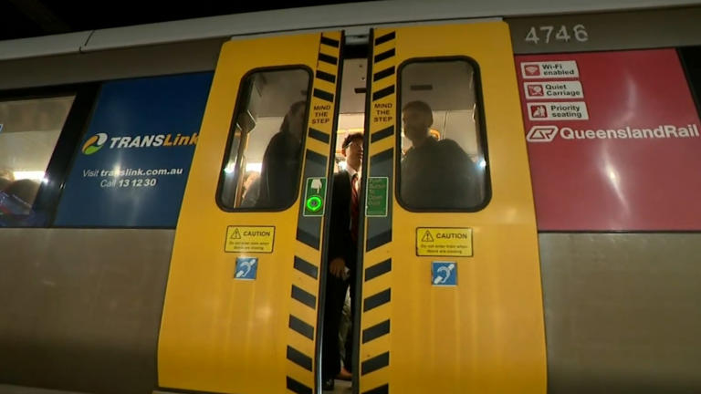Graffiti protester crashes Queensland transport minister's live press ...
