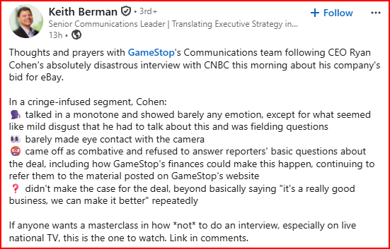GameStop's Ryan Cohen leaves viewers baffled after strange interview ...