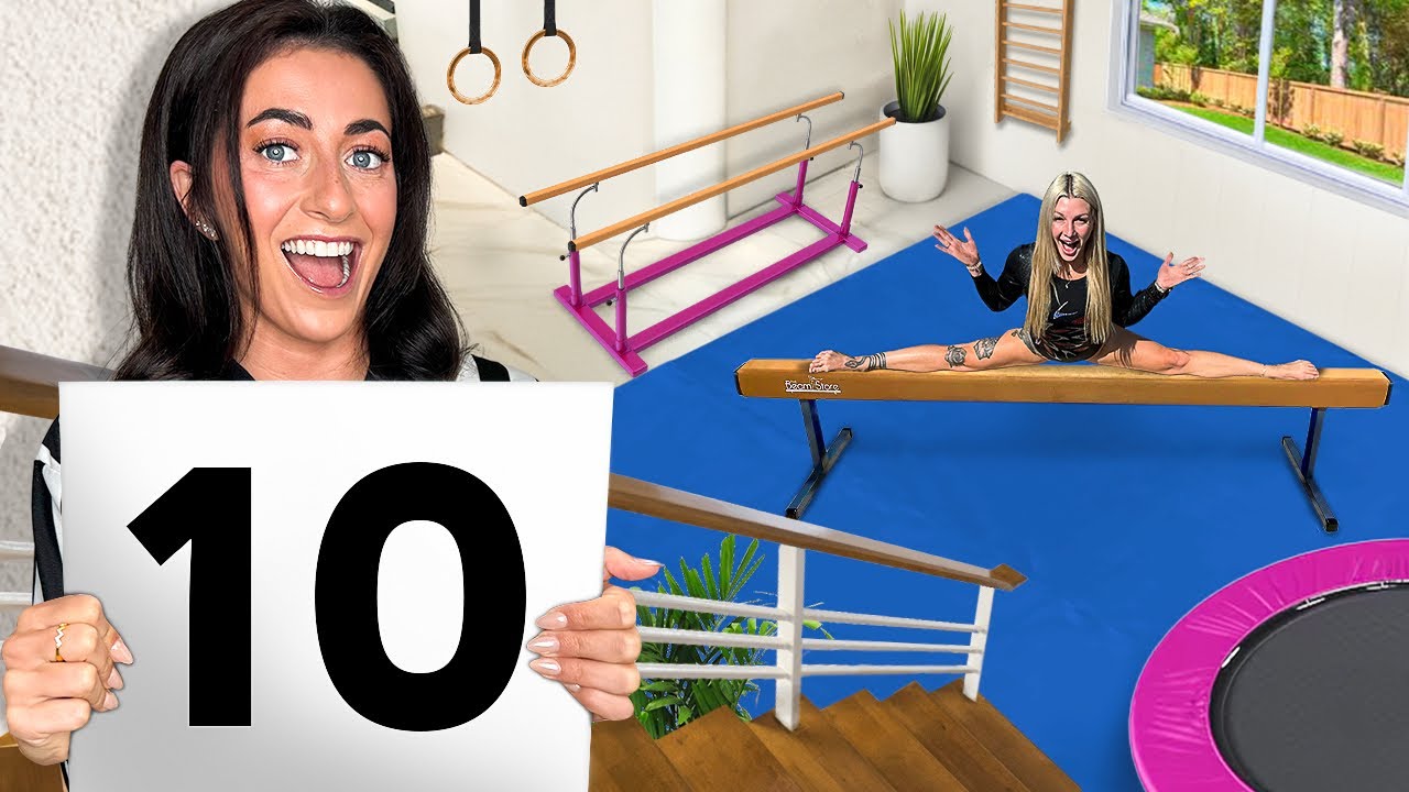 Gymnast turns her living room into an intense competitive arena