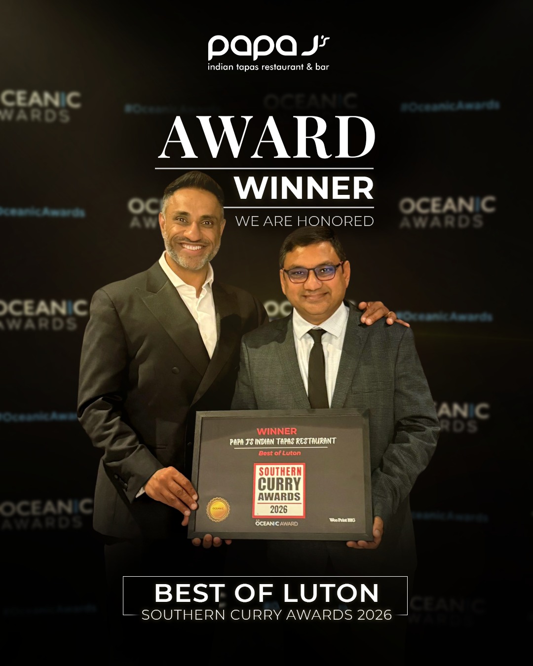 Papa J’s Indian Tapas Restaurant wins 'Best of Luton' at Southern Curry ...
