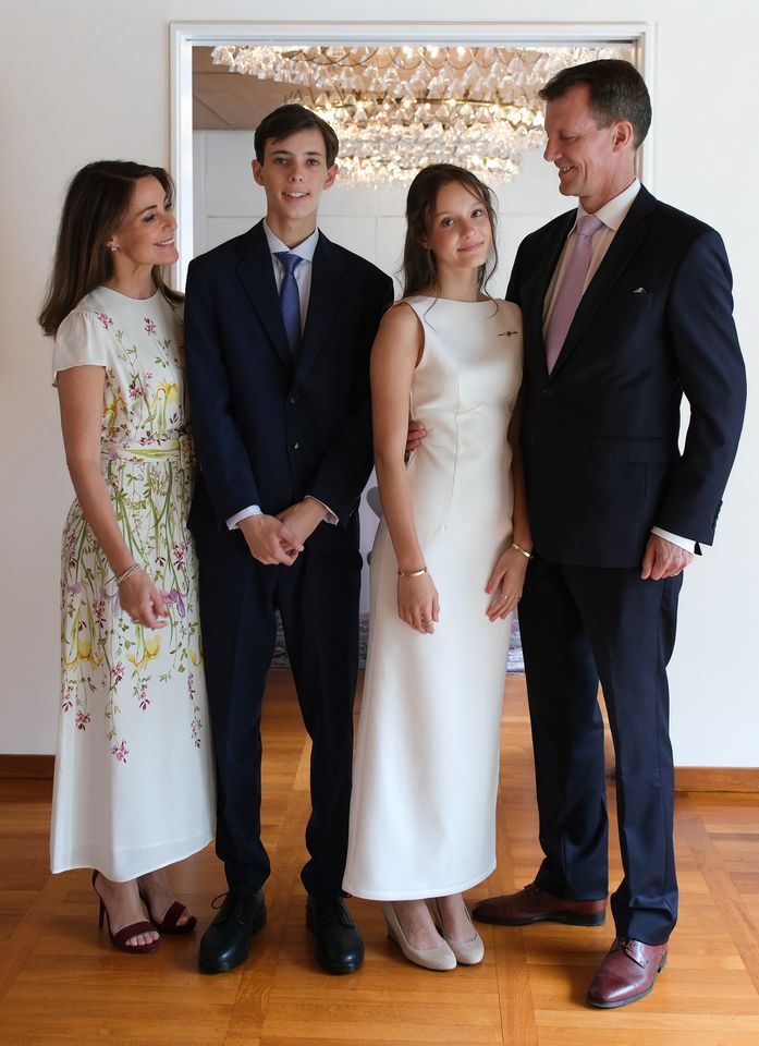 Countess Athena of Denmark, 14, gets a lift from her 3 brothers in ...