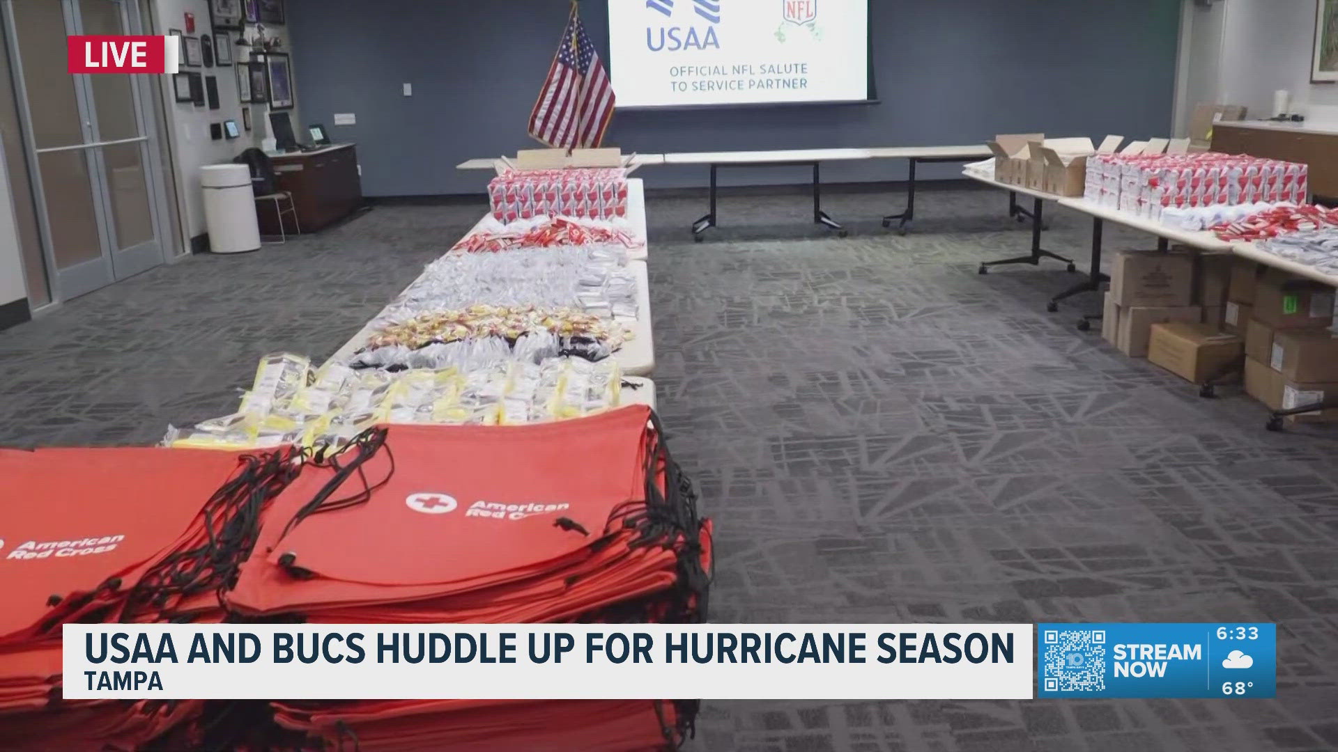 USAA and the Tampa Bay Buccaneers team up to prepare hurricane kits for ...