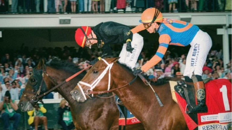 Horse owner Mike Repole consoles Irad Ortiz Jr. for coming second in a ...