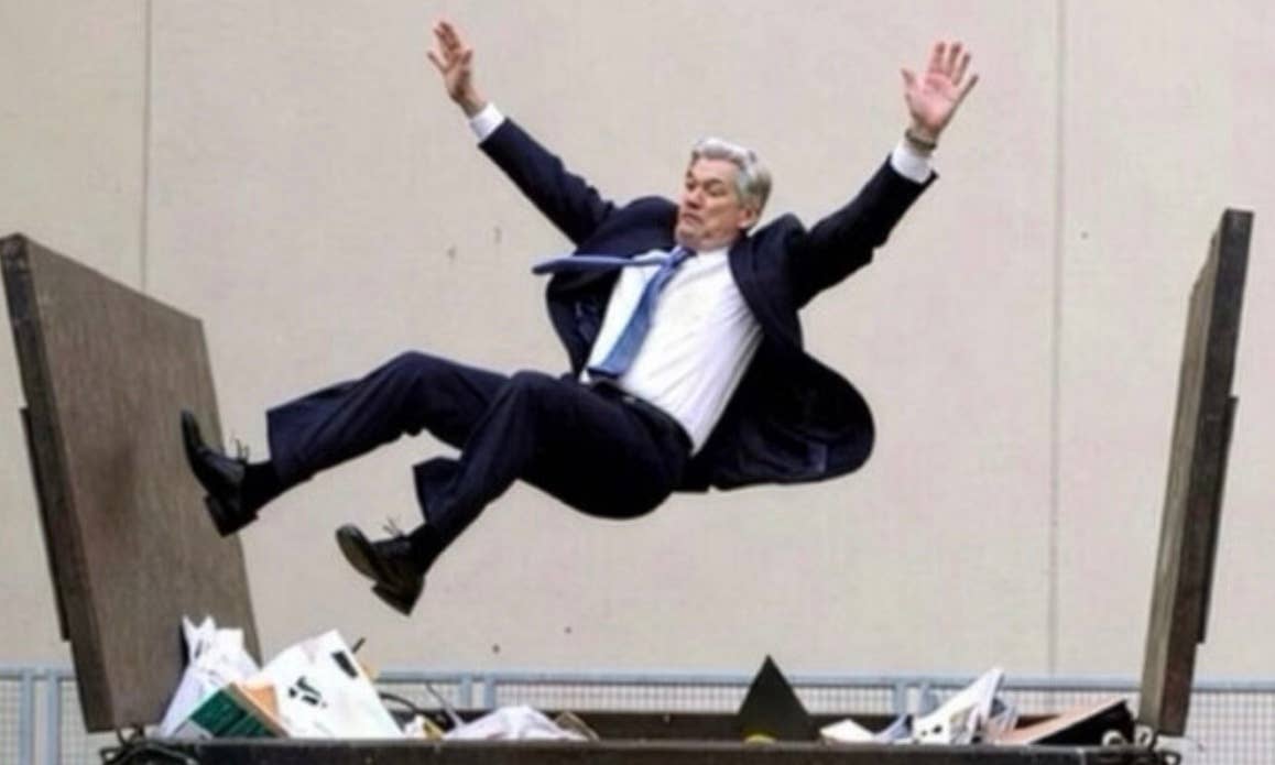 Trump posts Jerome Powell falling into a dumpster