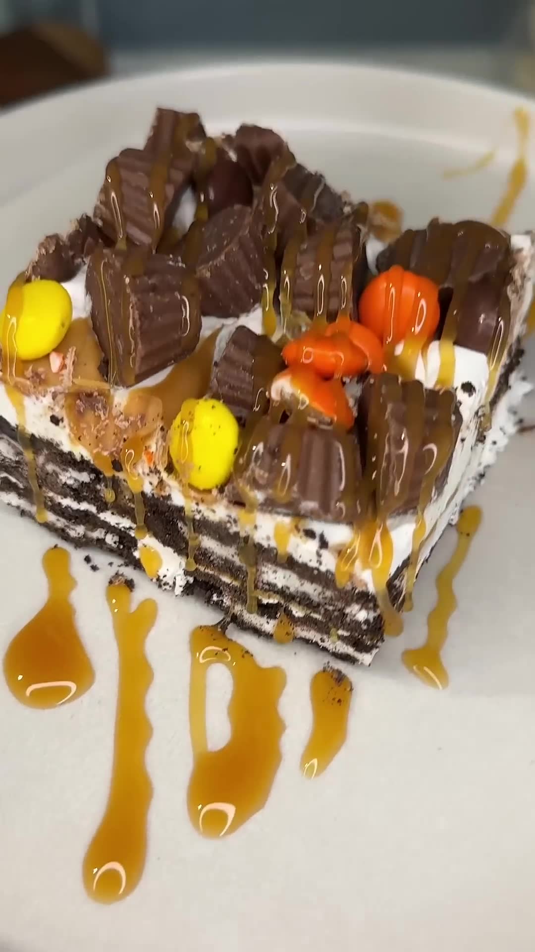 Refrigerated cake layers, chocolate cookies, and peanut candies