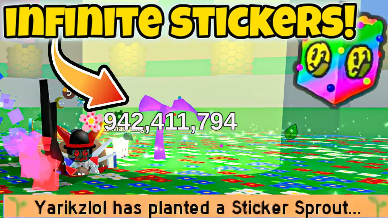 Spawning private sticker sprouts to become rich in Bee Swarm Simulator!