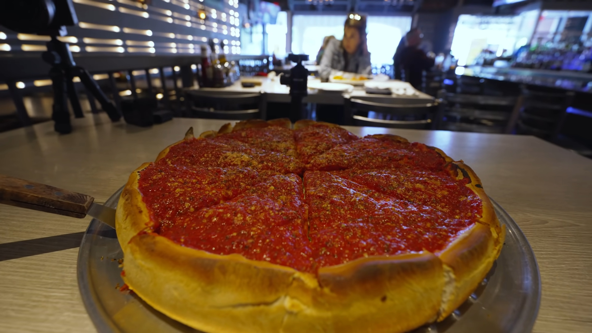 Taking on the 16 inch stuffed pizza challenge