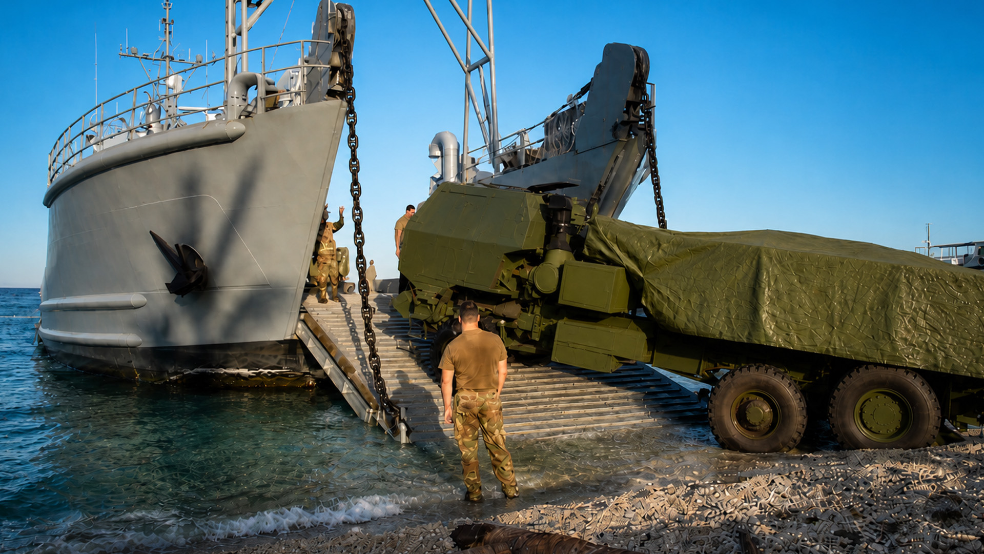 US troops transport heavy weapons by sea