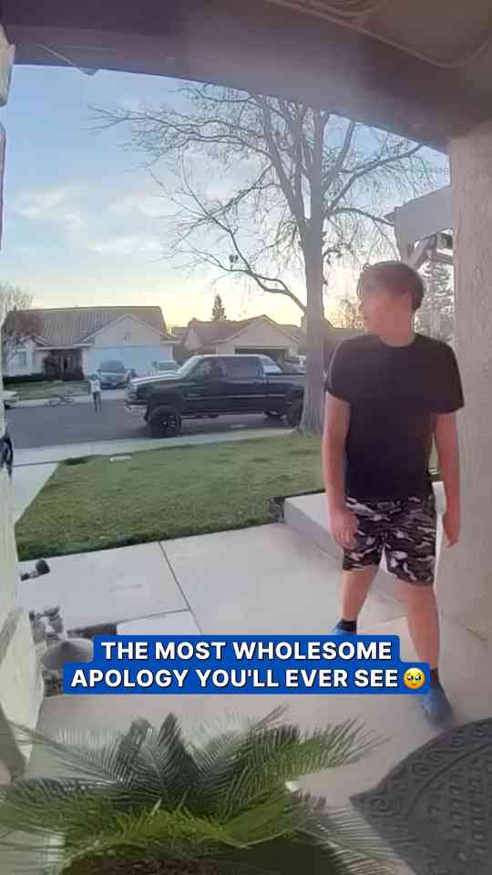 Boy records apology on doorbell camera after mistake