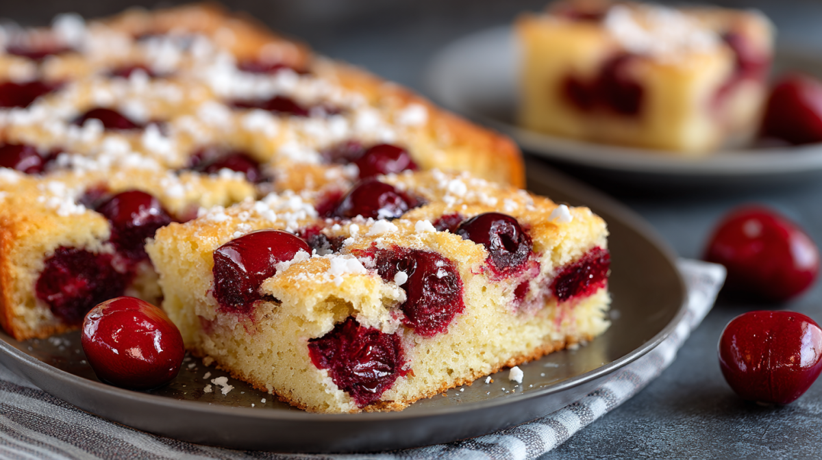 You’ll love this cherry and yogurt sheet pan cake