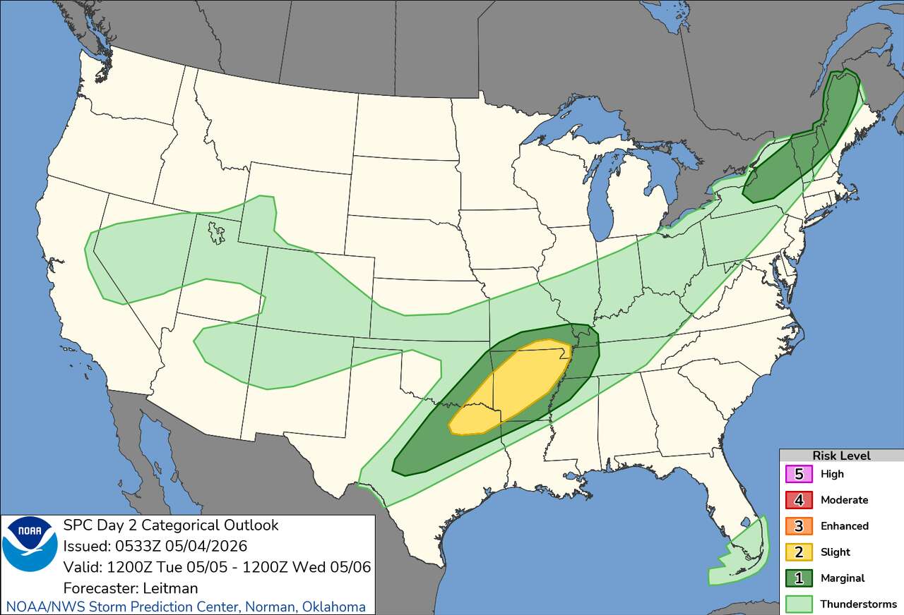 Tornado risk enters the forecast - but remains low