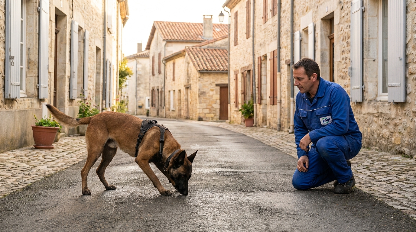 Ce malinois colle sa truffe au goudron : il est la solution miracle ...