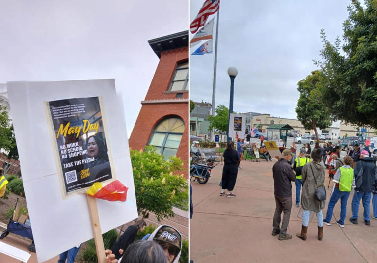 Protesters gather for May Day rally at City Hall