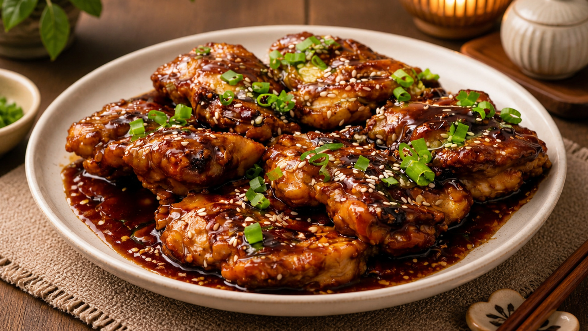 Sticky Asian chicken brings a rich and glossy taste