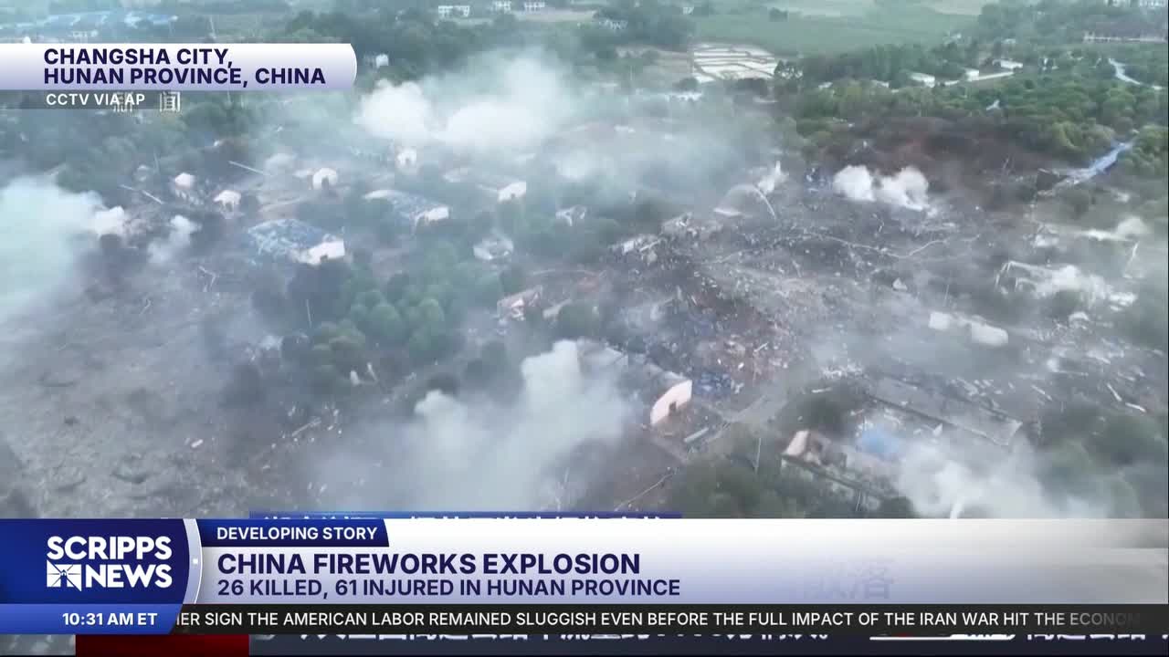 Explosion at Chinese fireworks factory kills 26, injures 61