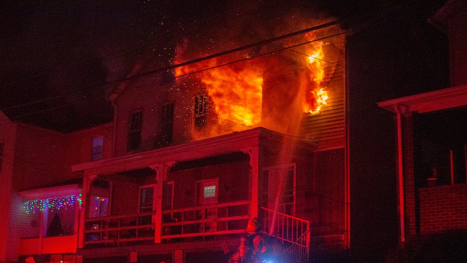 Flames shoot from second floor of Beaver County home