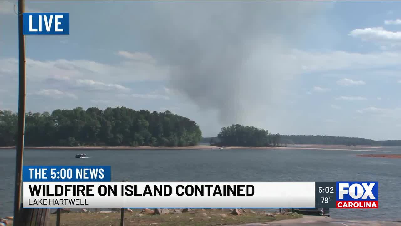 Crews contain wildfire on island in Lake Hartwell, officials say