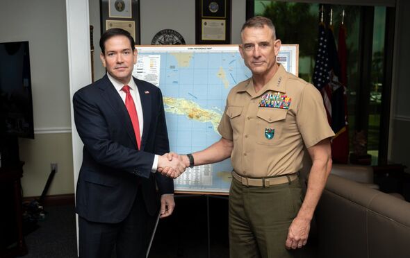 Marco Rubio poses in front of Cuba map after Trump's war threats