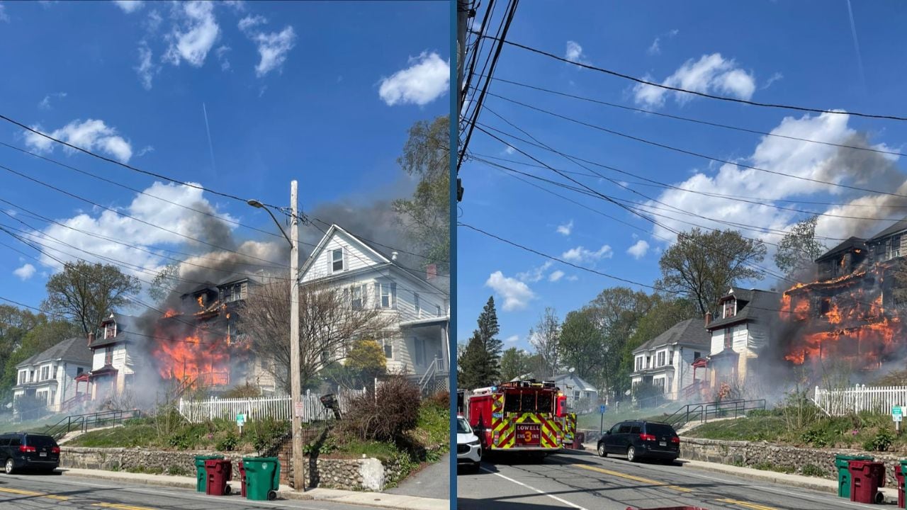 Crews battle massive fire in Lowell