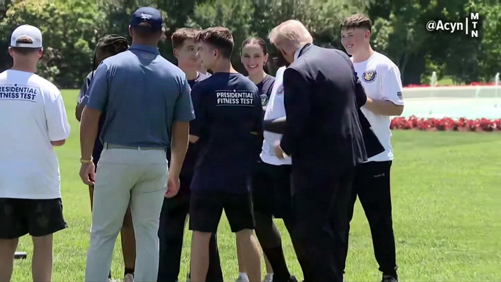 Trump wiggles with kids as American adults abandon him