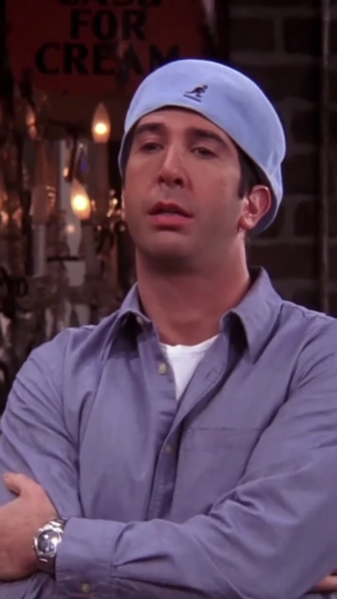 Ross tries to look hip and Rachel shuts it down on Friends