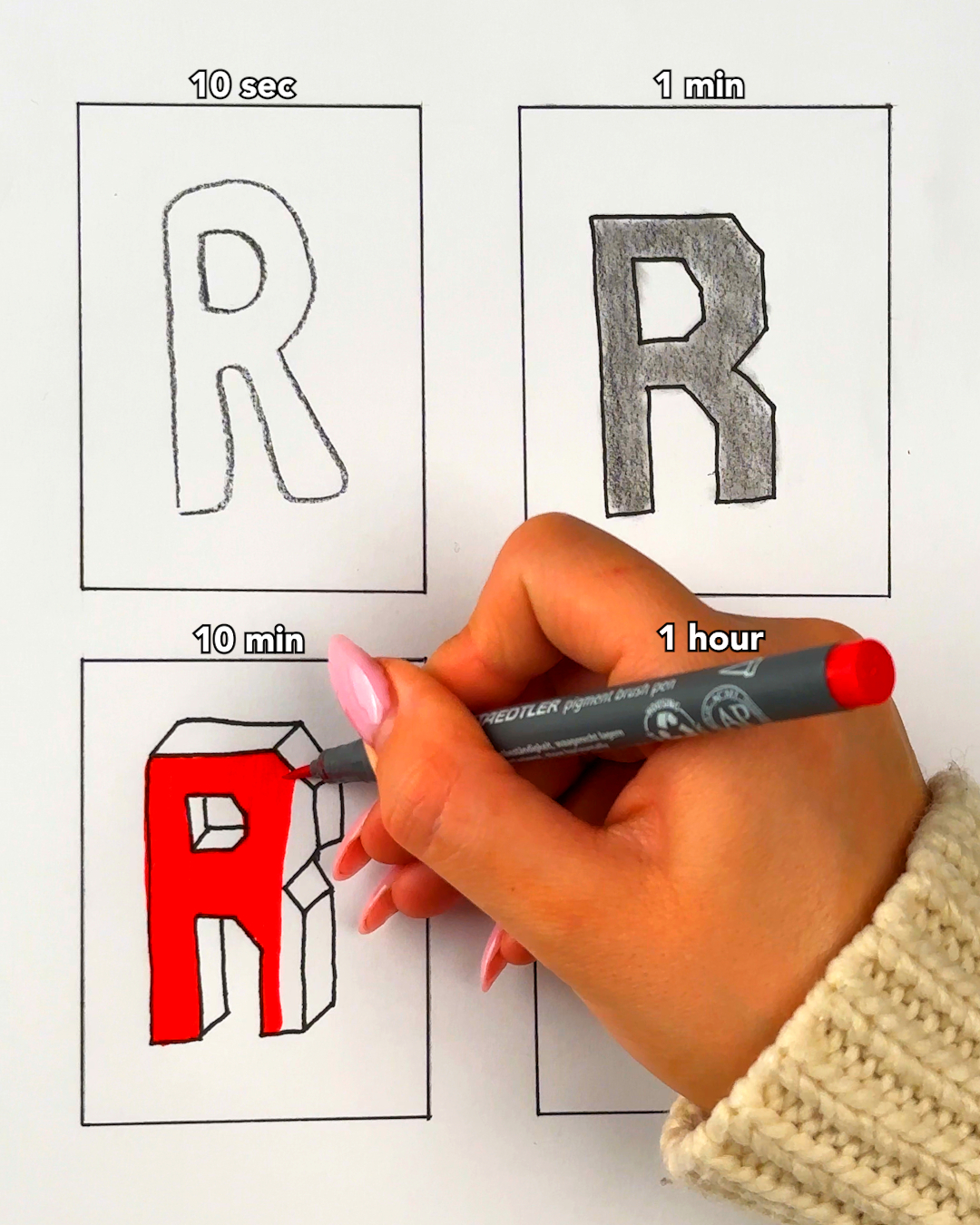 É assim que os artistas realmente desenham a letra R ️
