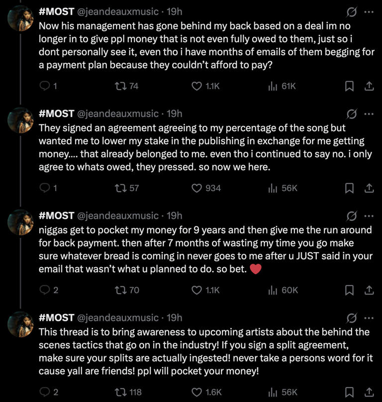 Jean Deaux alleges Smino's team 'wrongfully collected' royalties from ...