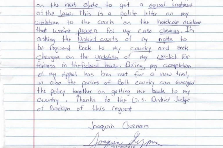 Drug lord El Chapo Guzman's handwritten letter from jail details 'cruel ...