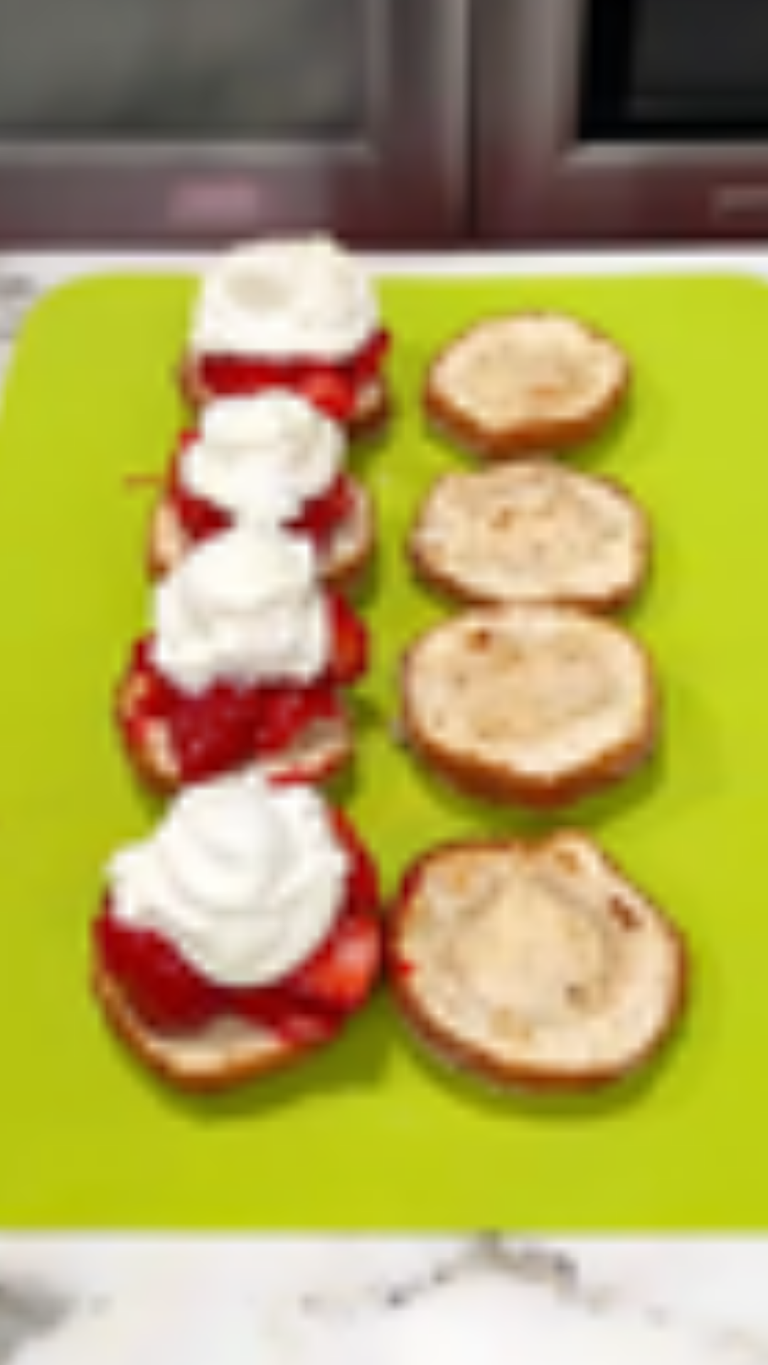 Deep fried biscuits strawberry shortcake dessert