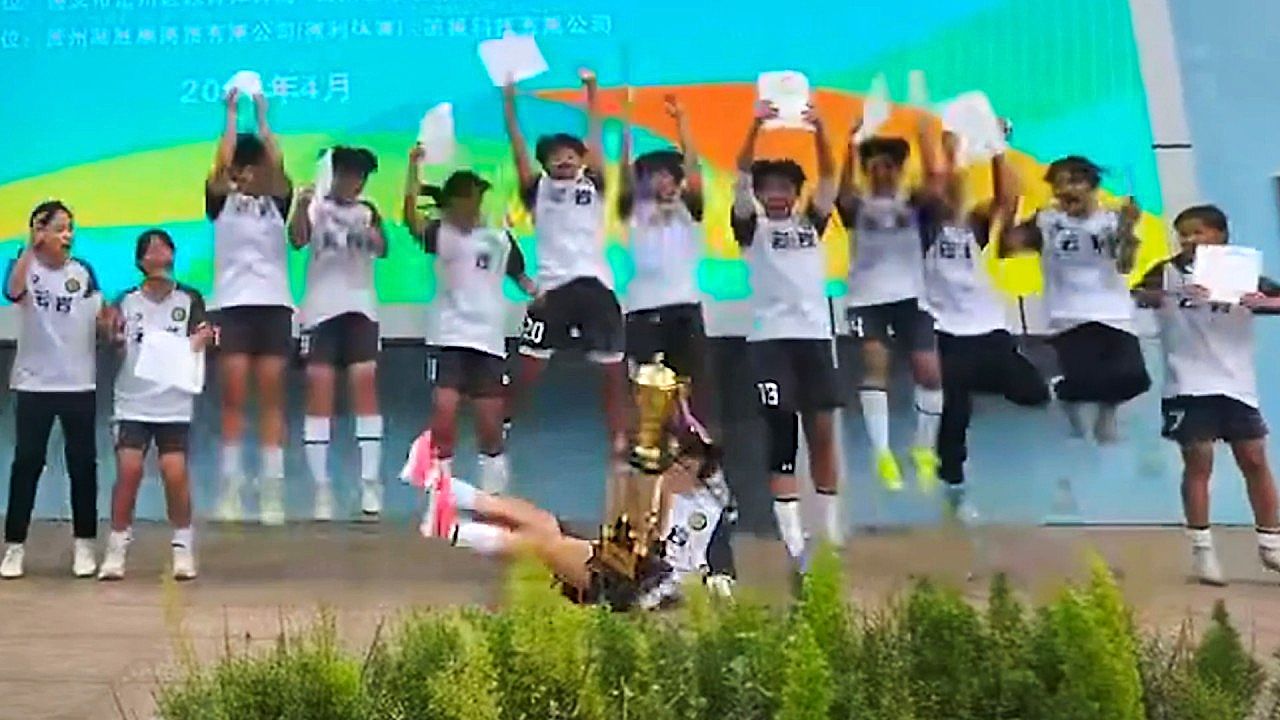 Celebration moment takes unexpected turn during team victory moment