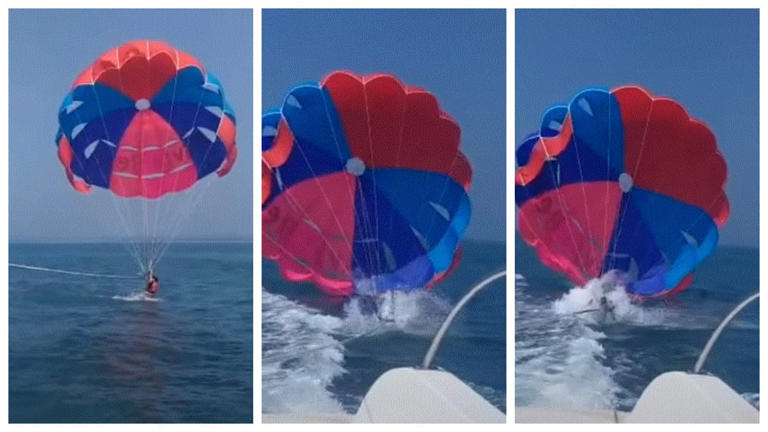 Goa viral video: Parasailing turns scary as woman nearly chokes on ...