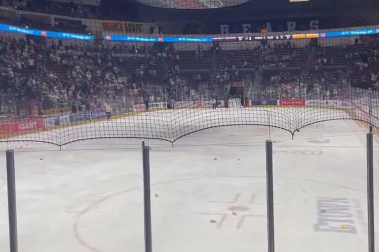 Minor league hockey fans throw debris on ice, refuse to leave arena ...
