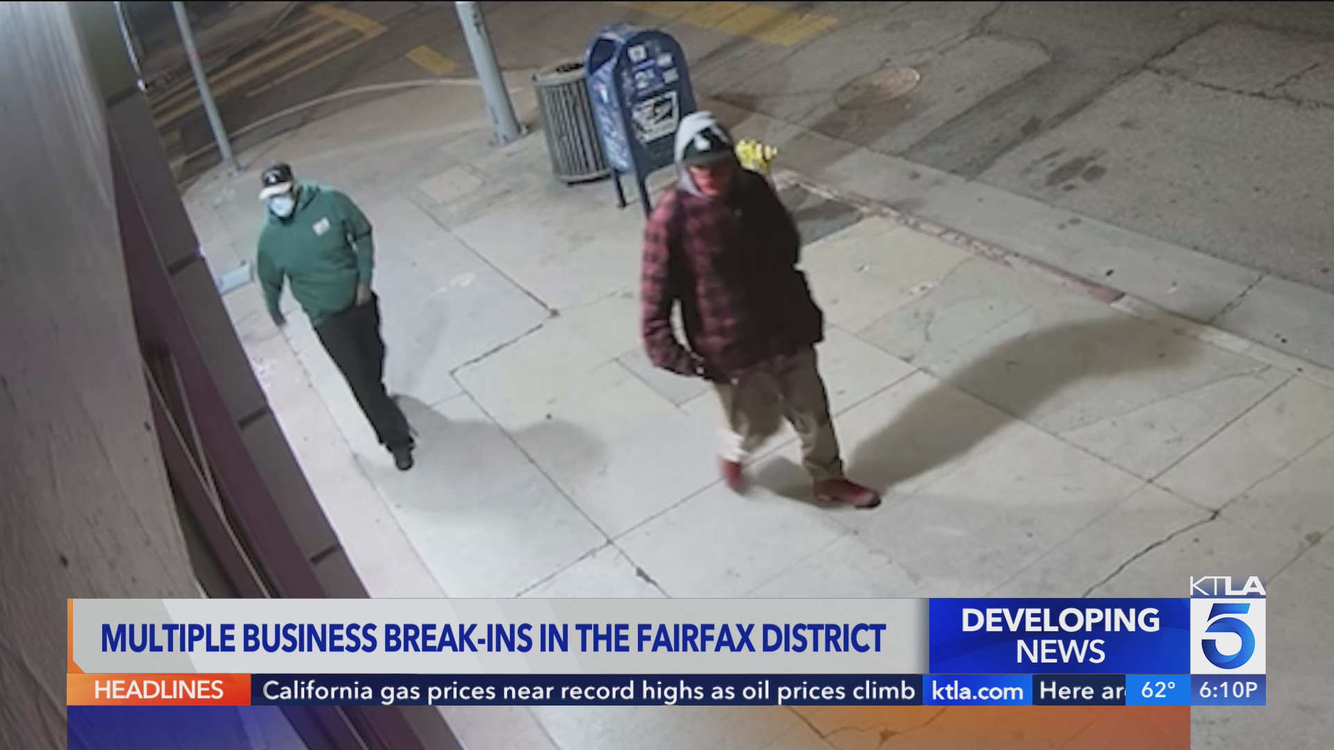 Multiple break-ins target businesses in LA.'s Fairfax District