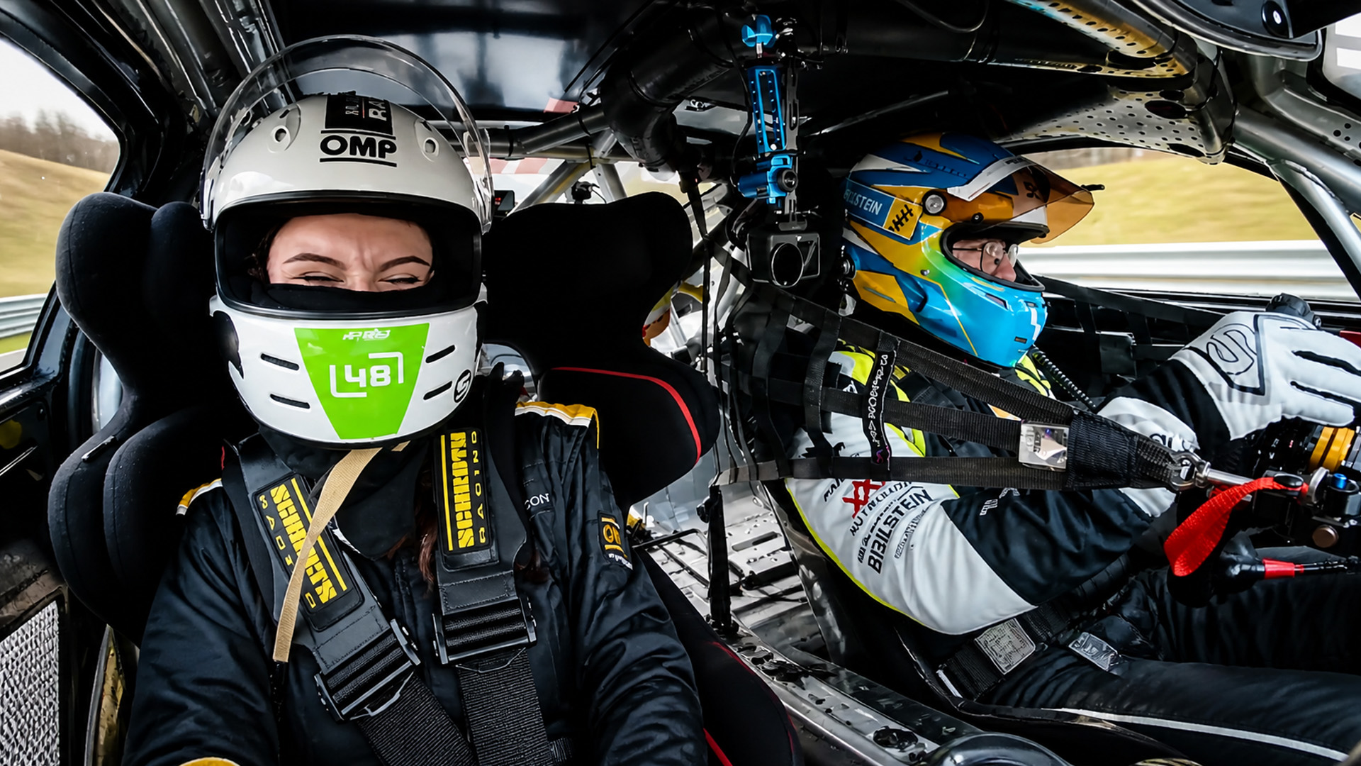 Her first ride experience in a GT3 racecar on track