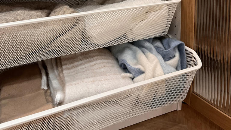 Not baskets: IKEA has a tidy solution for storing blankets in a closet