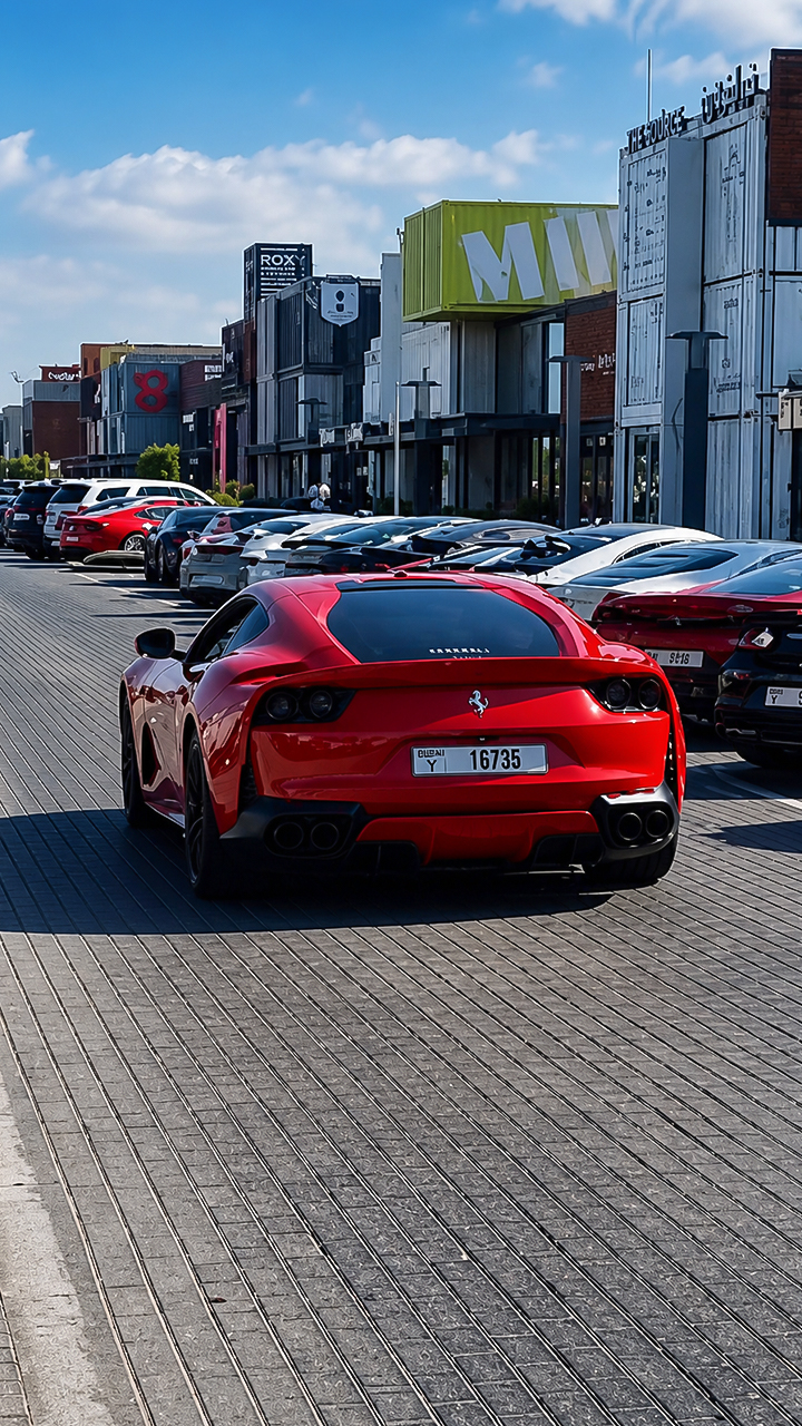 Ferrari 812 Superfast blending into a supercar scene