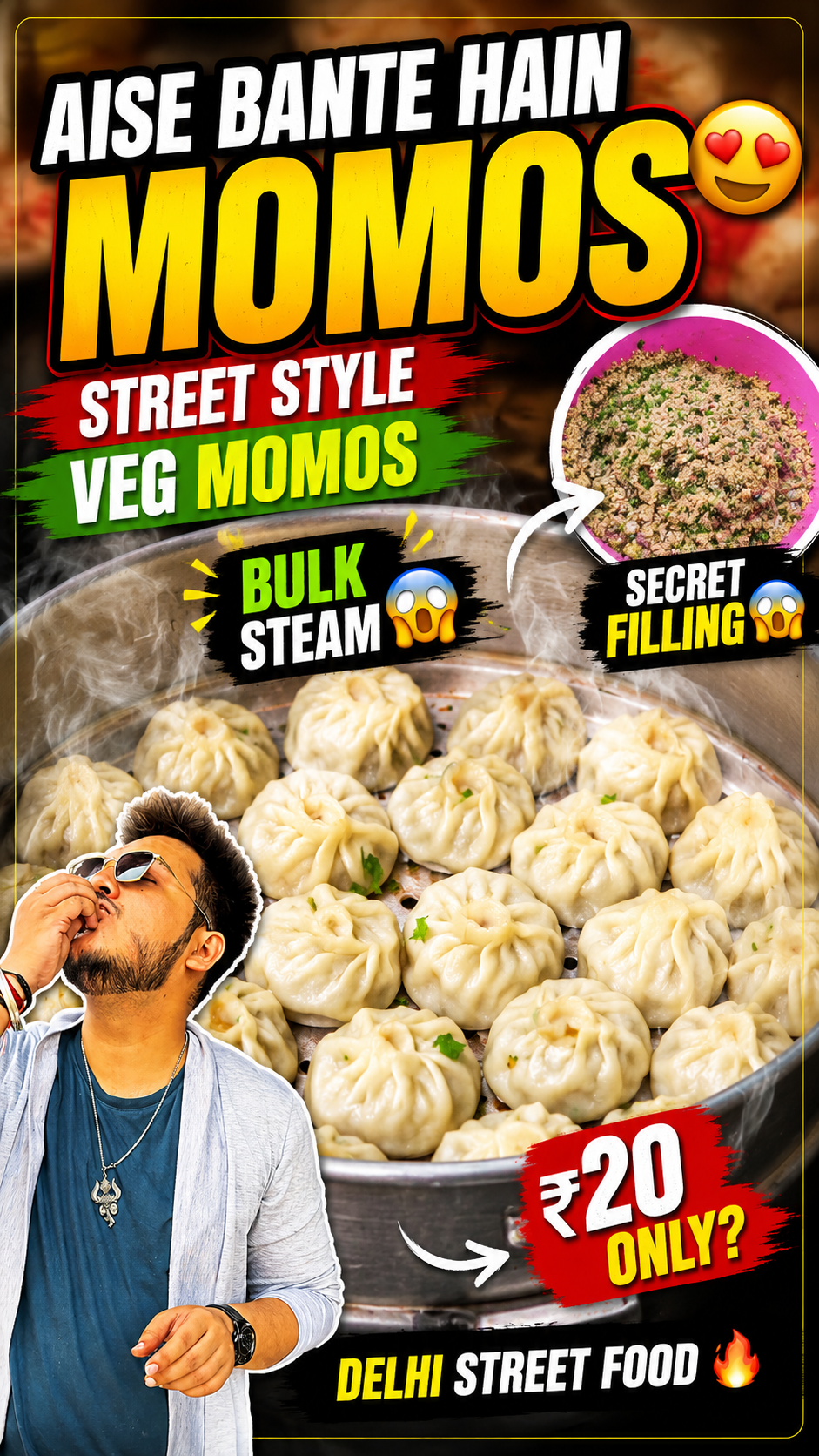 Veg momos street food India 🇮🇳 watch bulk steam momos making by ...
