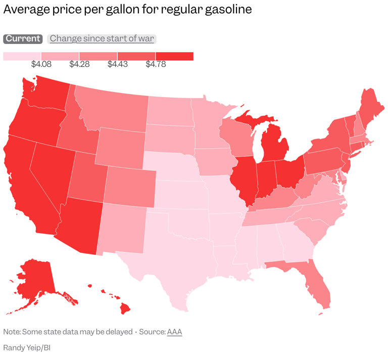 Map: See where gas prices are the most and least expensive