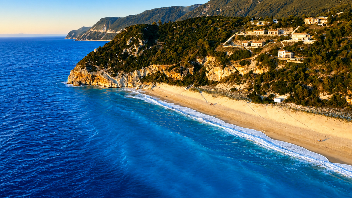 Beautiful coastline with rocky cliffs and clear turquoise water