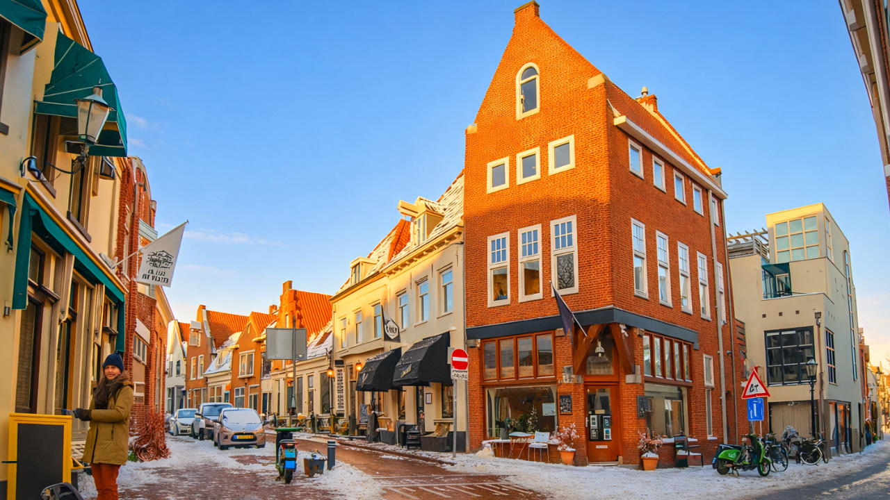 Utforsker Amersfoorts gamle gater om vinteren (4K)